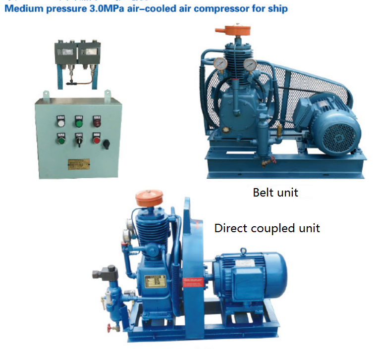 Marine air compressor 1.0Mpa 3.0Mpa pressure for ship using
